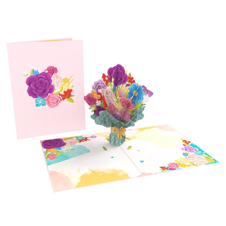 Colorful Flower Bouquet 3D Pop Up Card - SkyPop - Wholesale ...