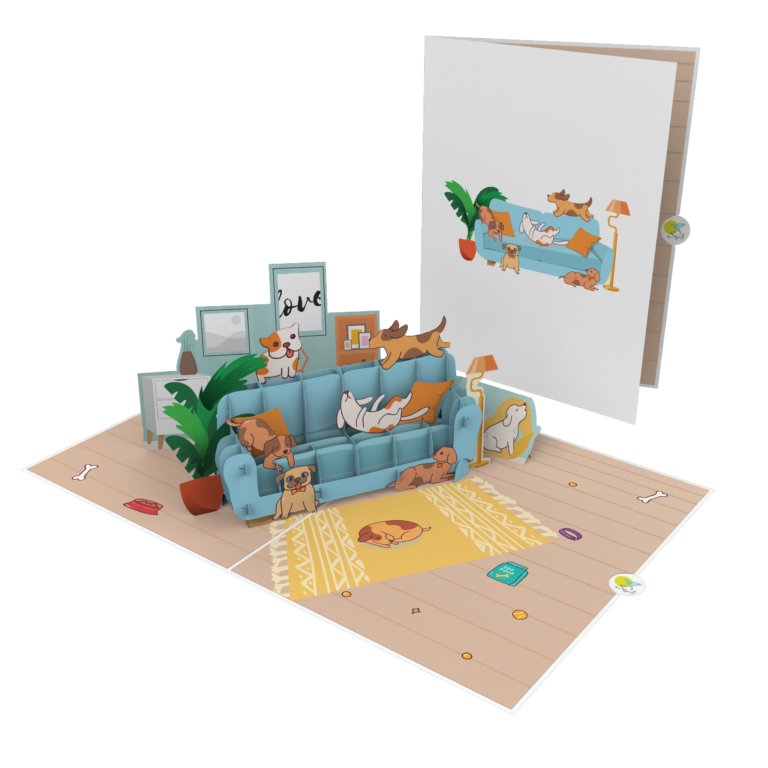 Dogs On Sofa 3D Pop Up Card - SkyPop - Wholesale, Manufacture, Supplier ...