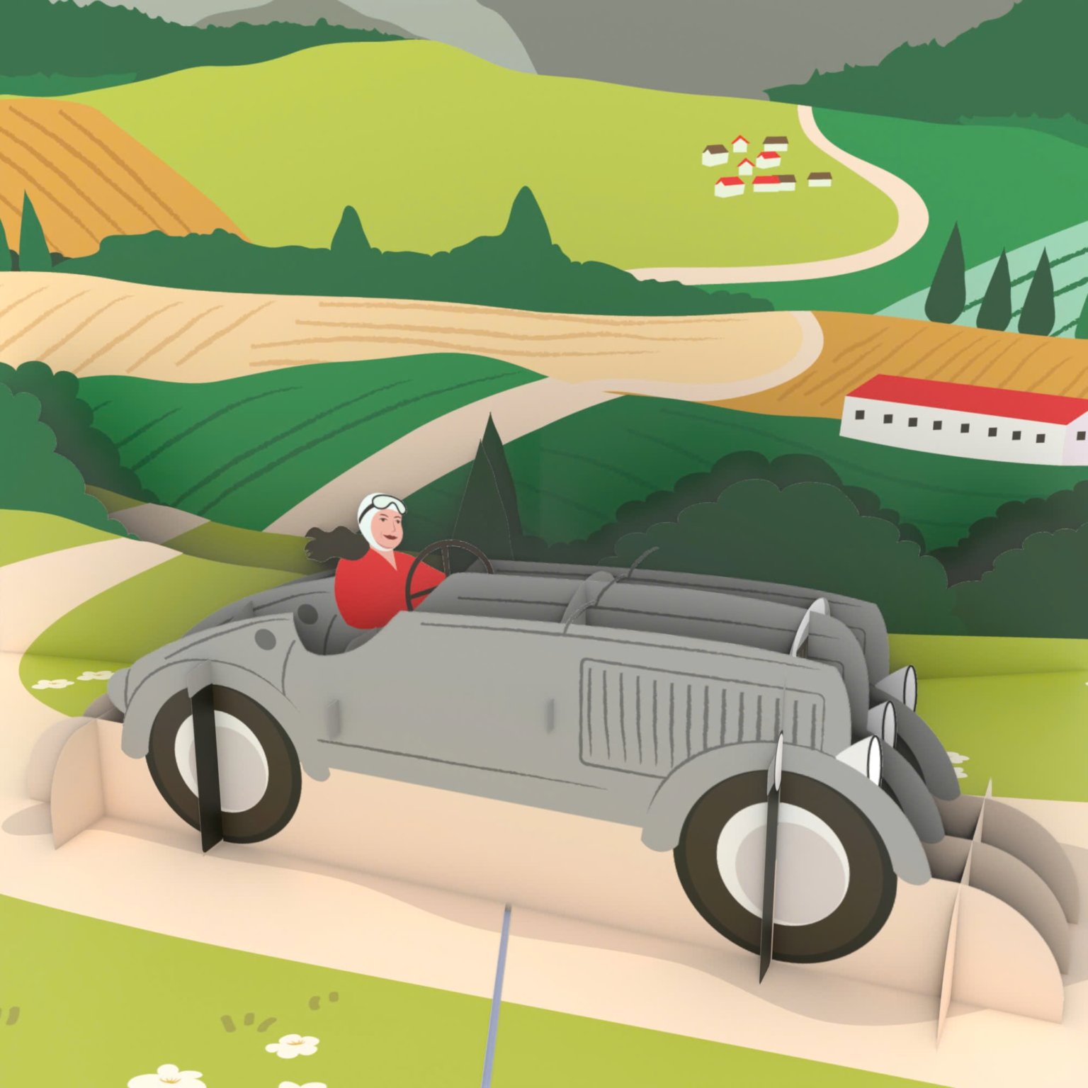 Countryside Road Trip 3D Pop Up Card - SkyPop - Wholesale, Manufacture ...