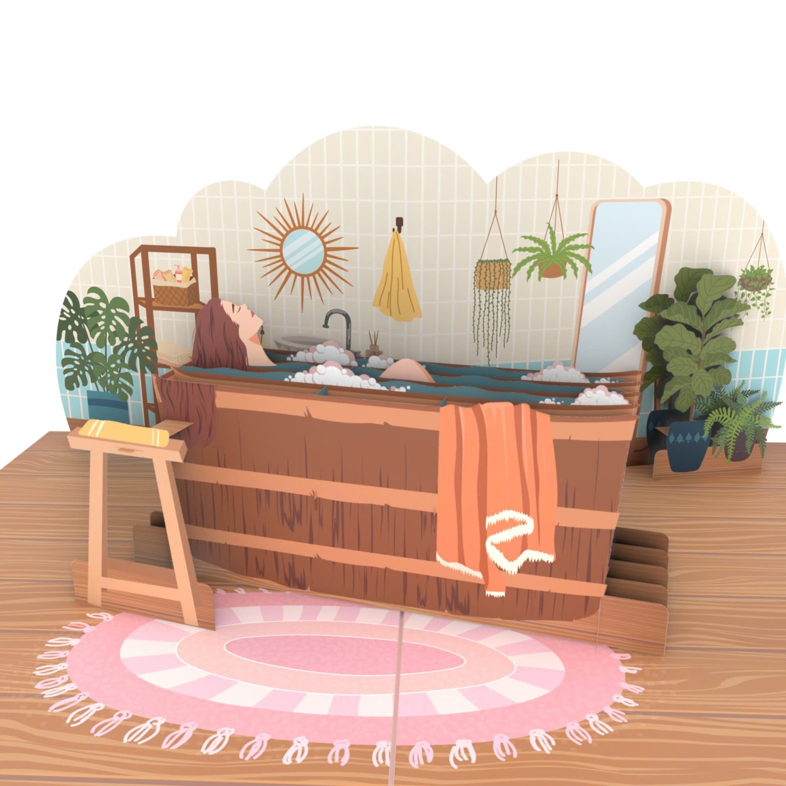 Cozy Relaxation Bathing 3D Pop Up Card - SkyPop - Wholesale ...