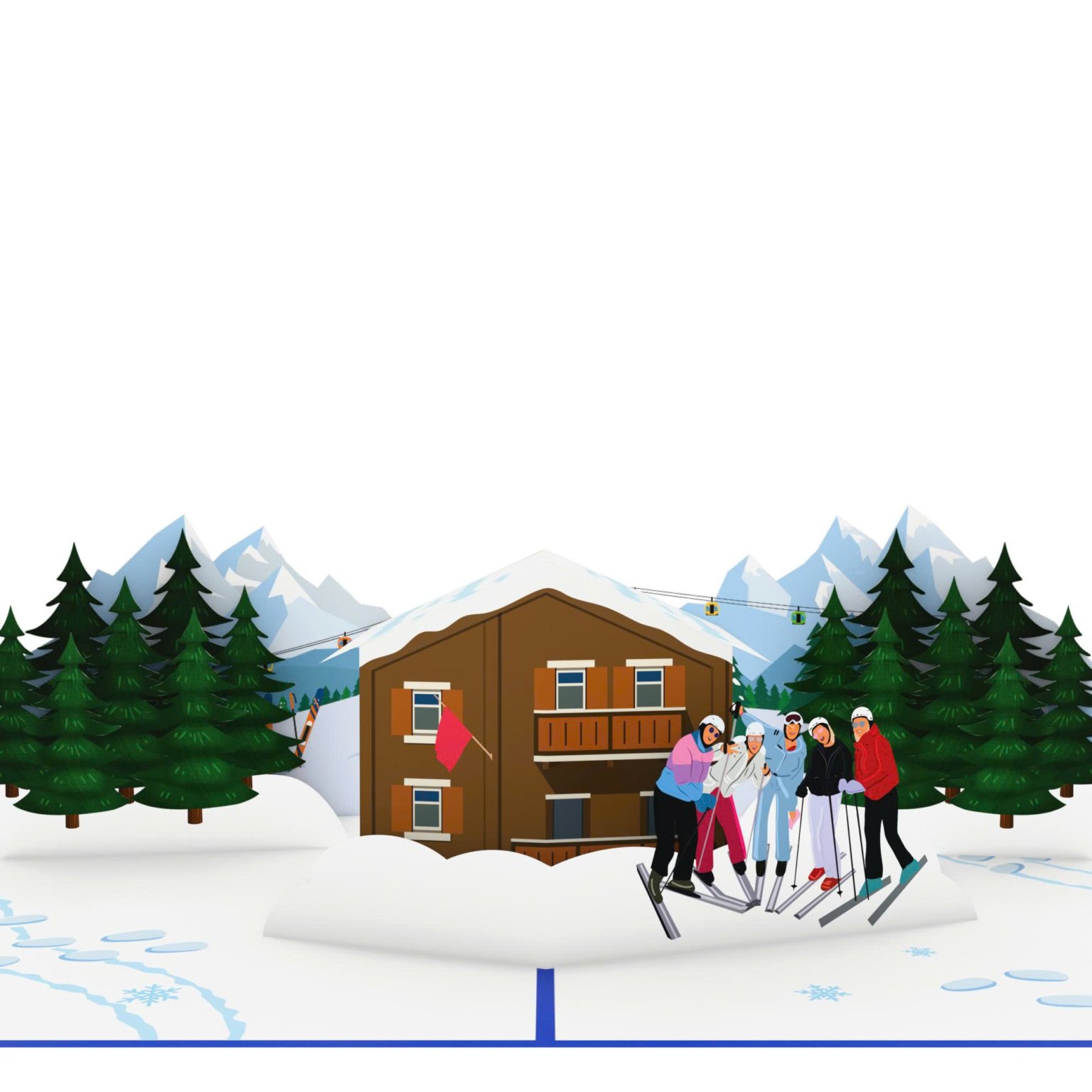 Friends Skiing Together 3D Pop Up Card - SkyPop - Wholesale ...