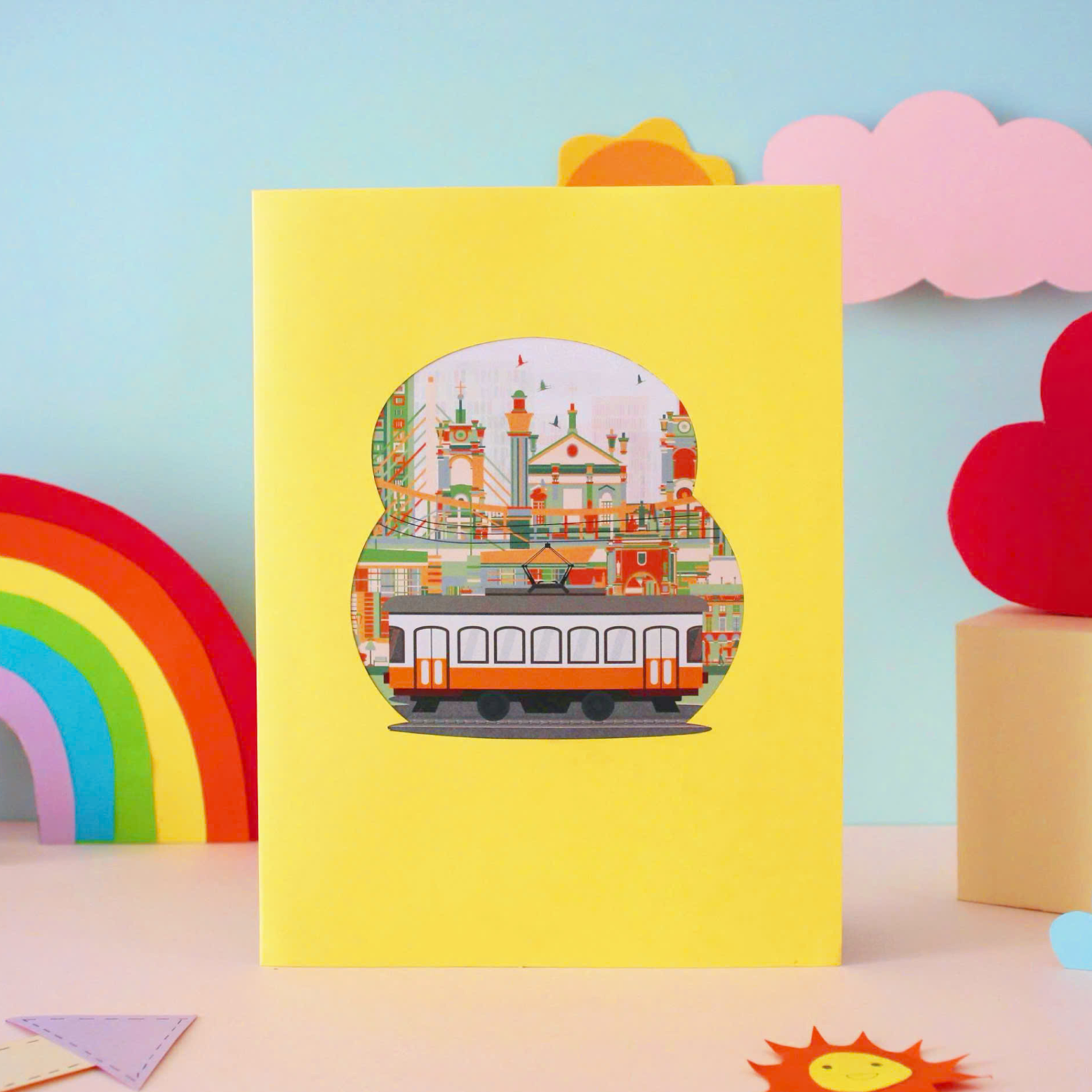 Lisbon Trams 3D Pop Up Card